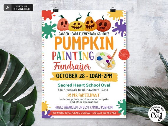 EDITABLE Pumpkin Painting Party Fundraiser Flyer/poster - Etsy
