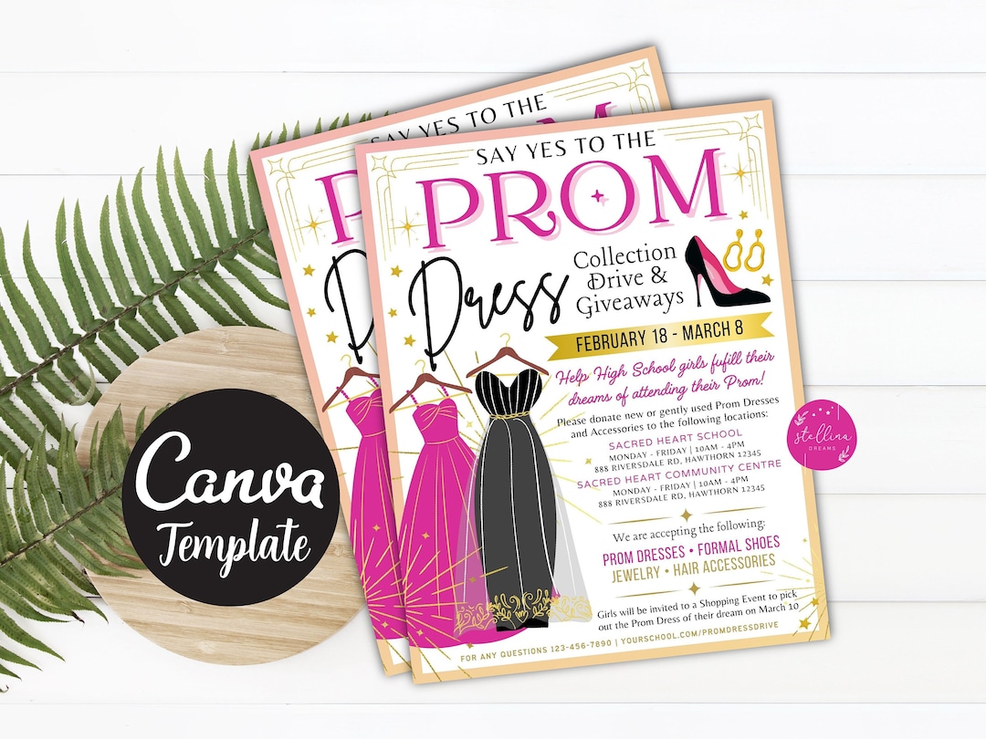 Editable Prom Dress Fundraiser Flyer, Prom Dress Donation Drive ...