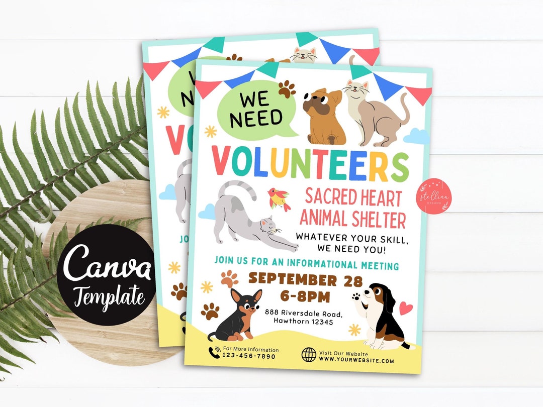 Editable Volunteer Recruitment Flyer, Printable Handout, Pet Animal ...