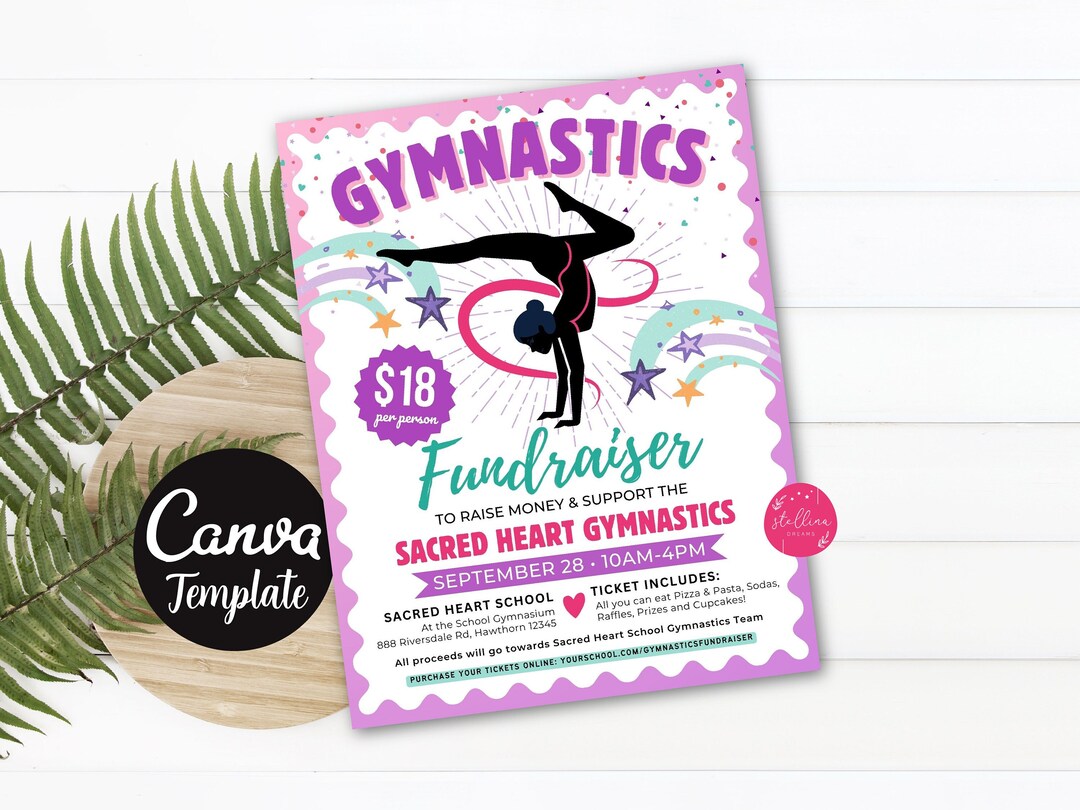 Editable Gymnastics Fundraiser Flyer, PTA PTO Flyer, School Benefit ...