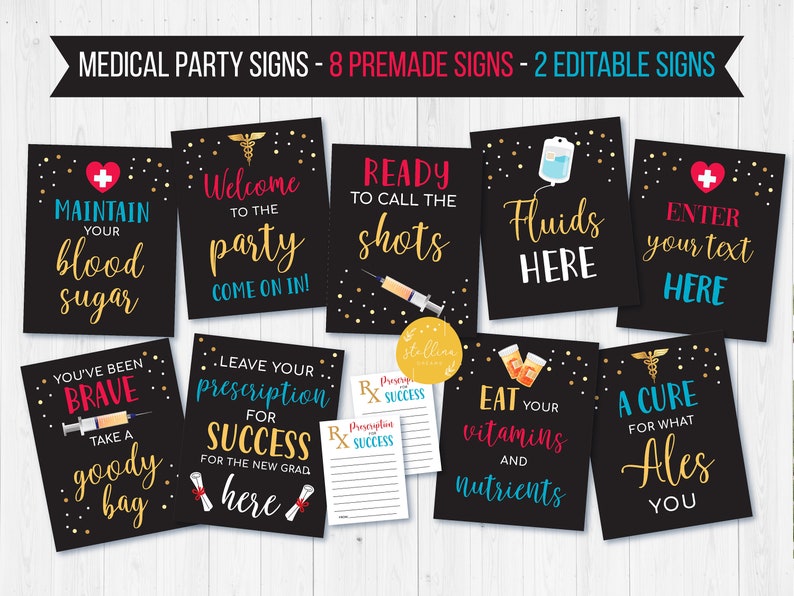 Printable Medical Party Signs Nurse Graduation Party - Etsy