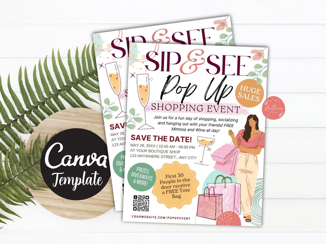 Editable Pop up Shop Flyer, Grand Opening Boutique Show Invite Women's ...