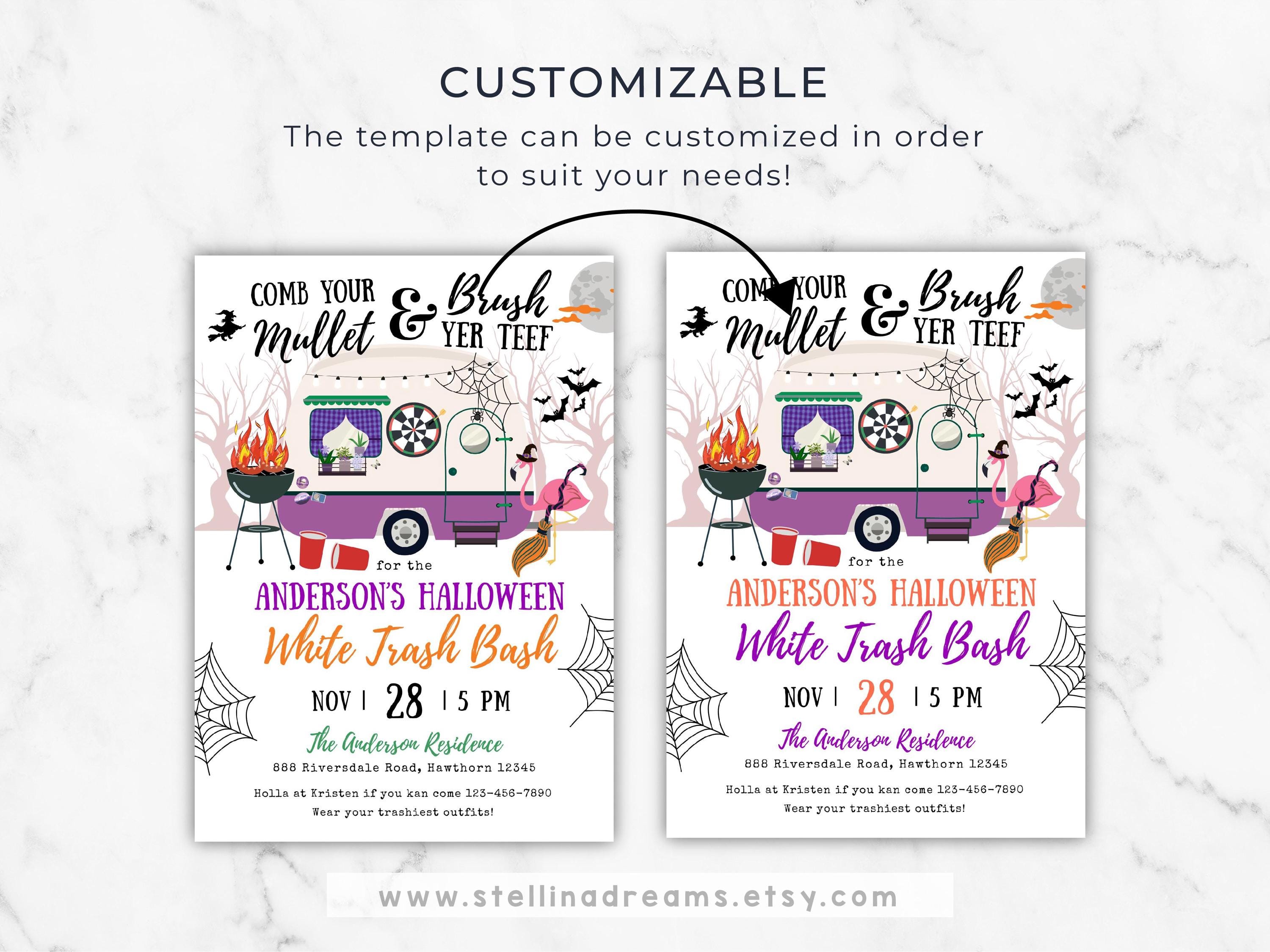 Editable Halloween White Trash Bash Invitation: Redneck Hootenanny ...