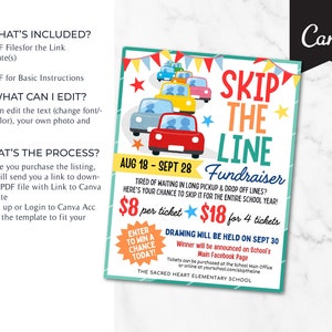 Editable Skip the Line Fundraiser Flyer, Pto Pta Fundraiser, Raffle ...