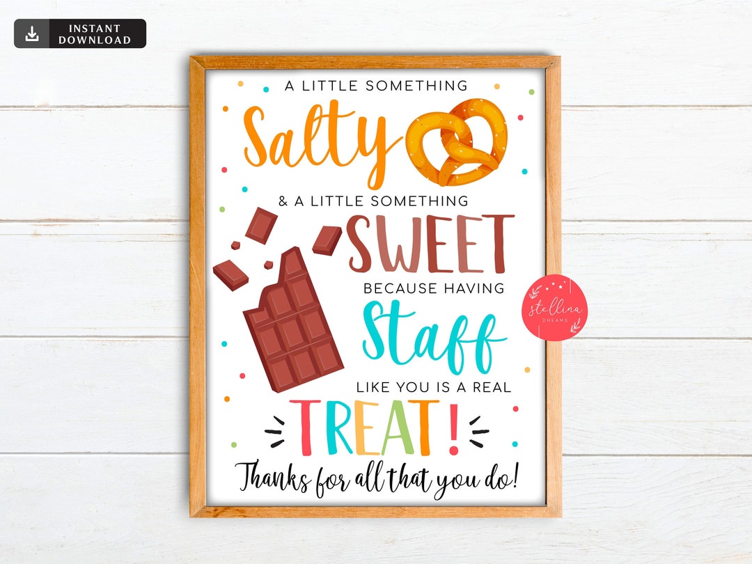 Appreciation Sign, Chocolate Pretzel Thank You Sign, Staff Employee ...