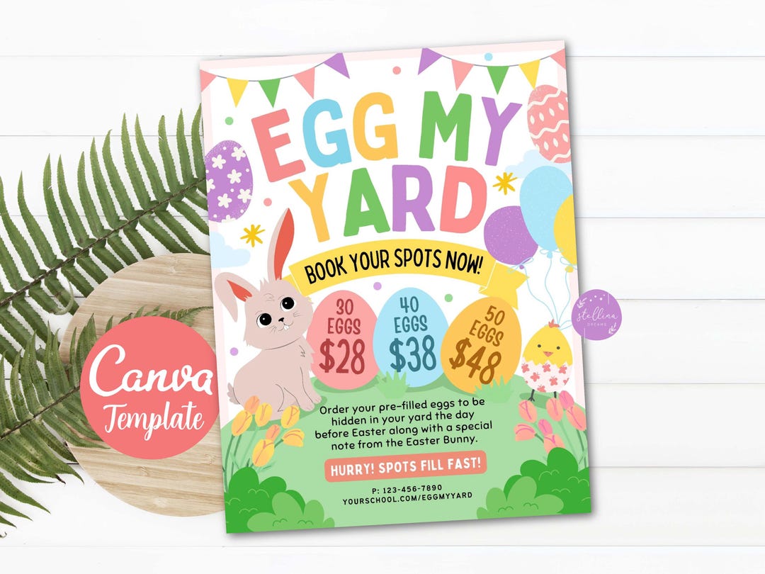 Editable Easter Egg My Yard Fundraiser Flyer, Printable Invite Spring ...