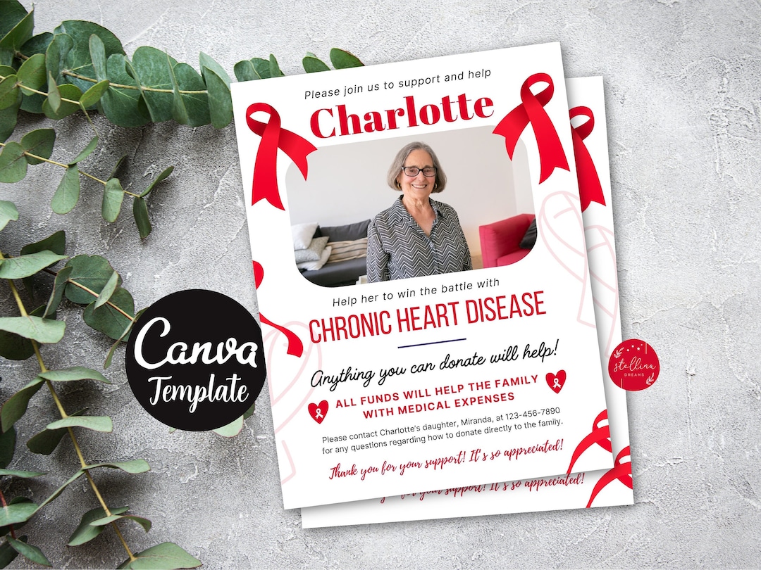 Editable Red Ribbon Benefit Fundraiser Flyer, Heart Disease Stroke ...