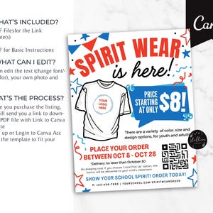 EDITABLE School Spirit Wear Fundraiser Flyer, Clothing T-shirt Sale ...