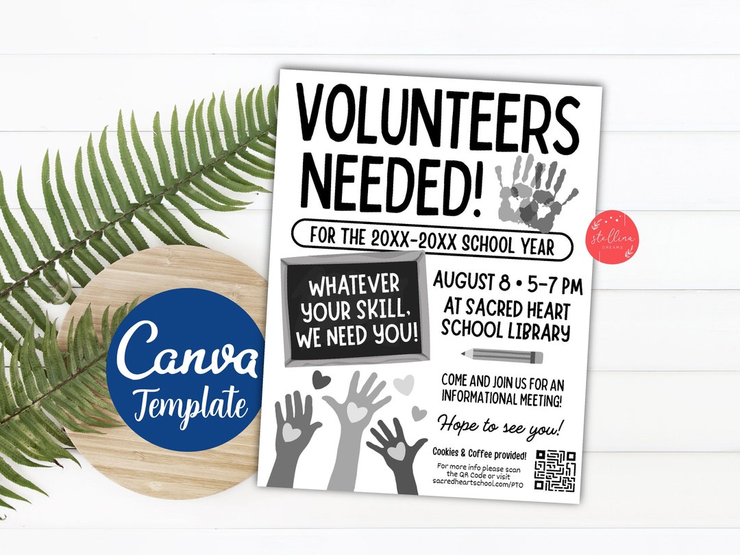 Editable Black White Volunteer Recruitment Flyer, Printable Handout ...