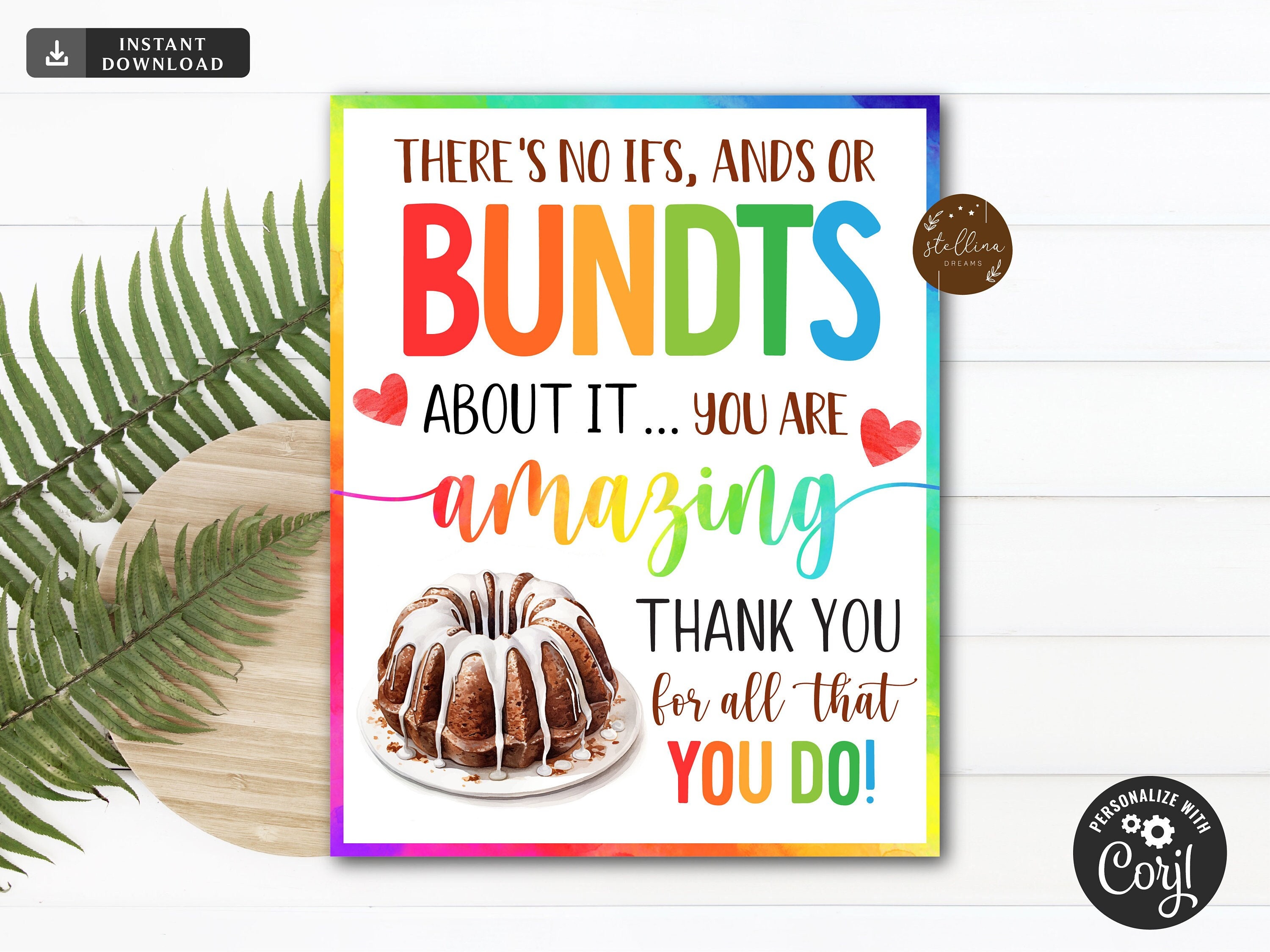 Teacher Appreciation Bundt Cake Sign: Printable Thank You Decor ...
