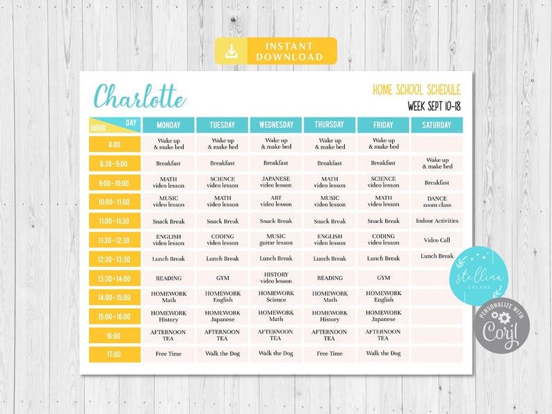 Home School Schedule Template Editable Homeschool Planner - Etsy