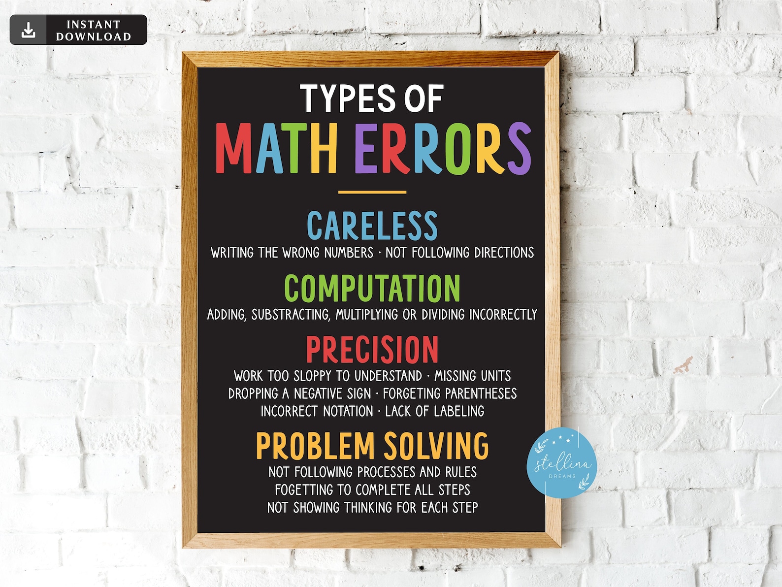 MATH Teacher Classroom Poster Printable, Mistakes Math Classroom, Math ...