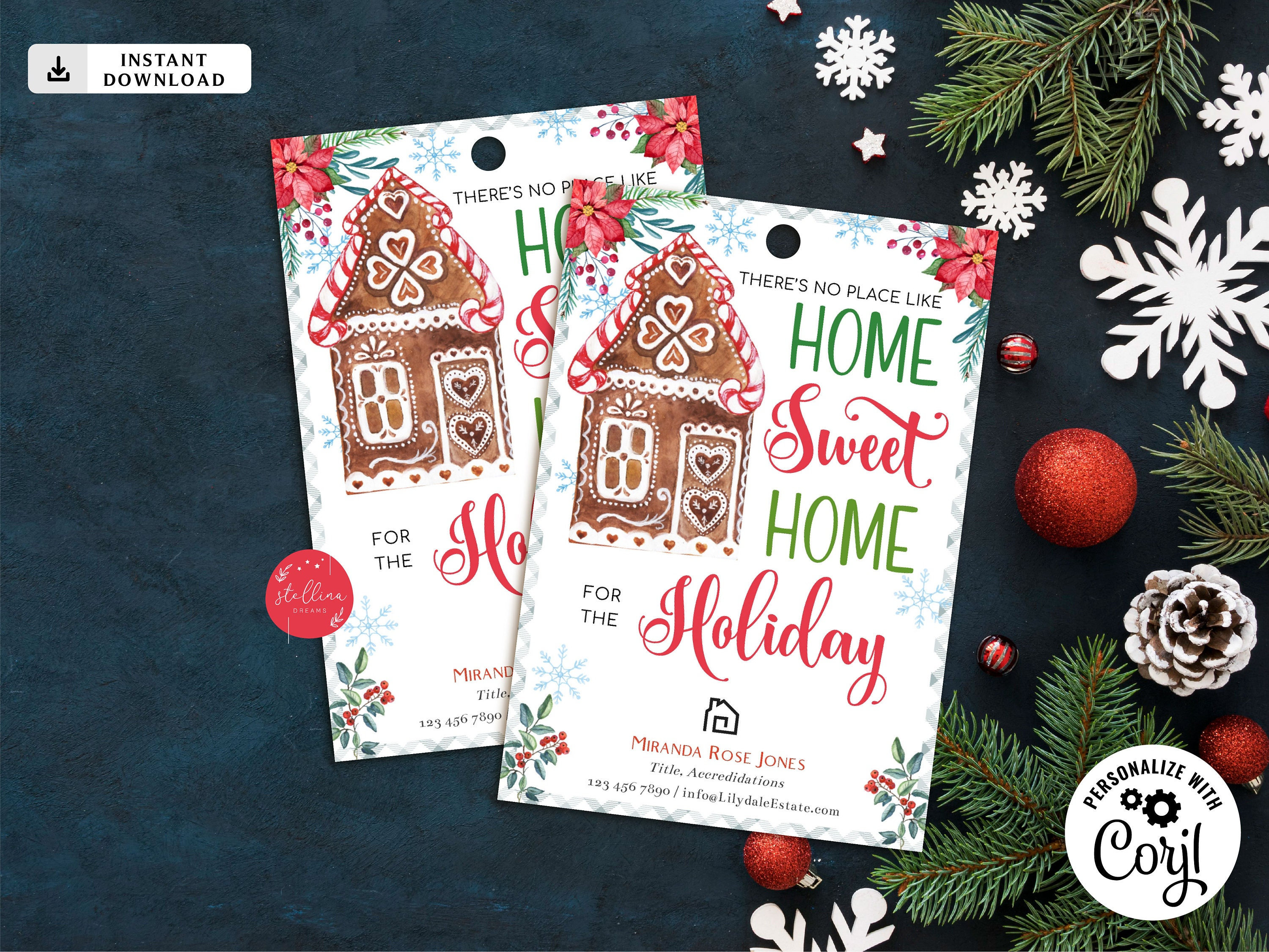 Editable Christmas Realtor Pop by Gift Tag, No Place Like Home Sweet ...
