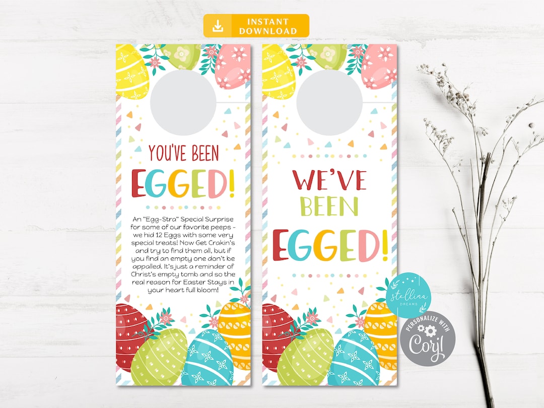 You've Been Egged Door Hangers, Easter Printables, Easter Egg Hunt Sign ...