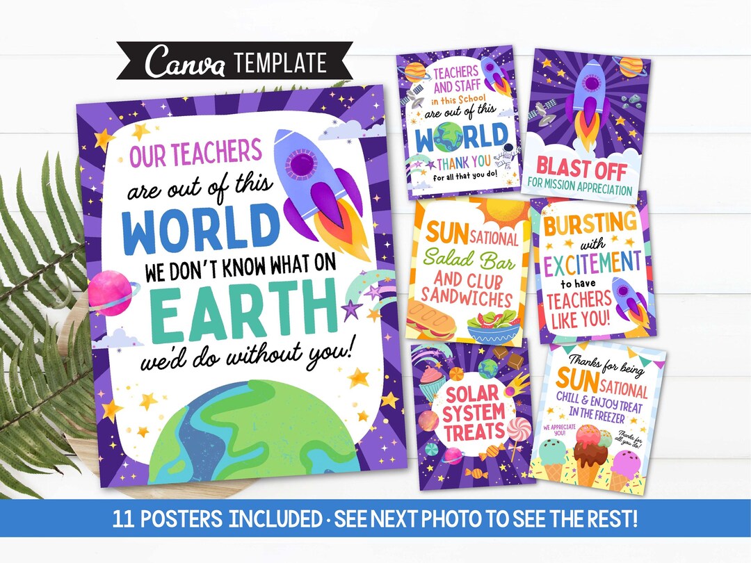 Editable Bundle Space Theme Teacher Appreciation Week Posters, Treat ...