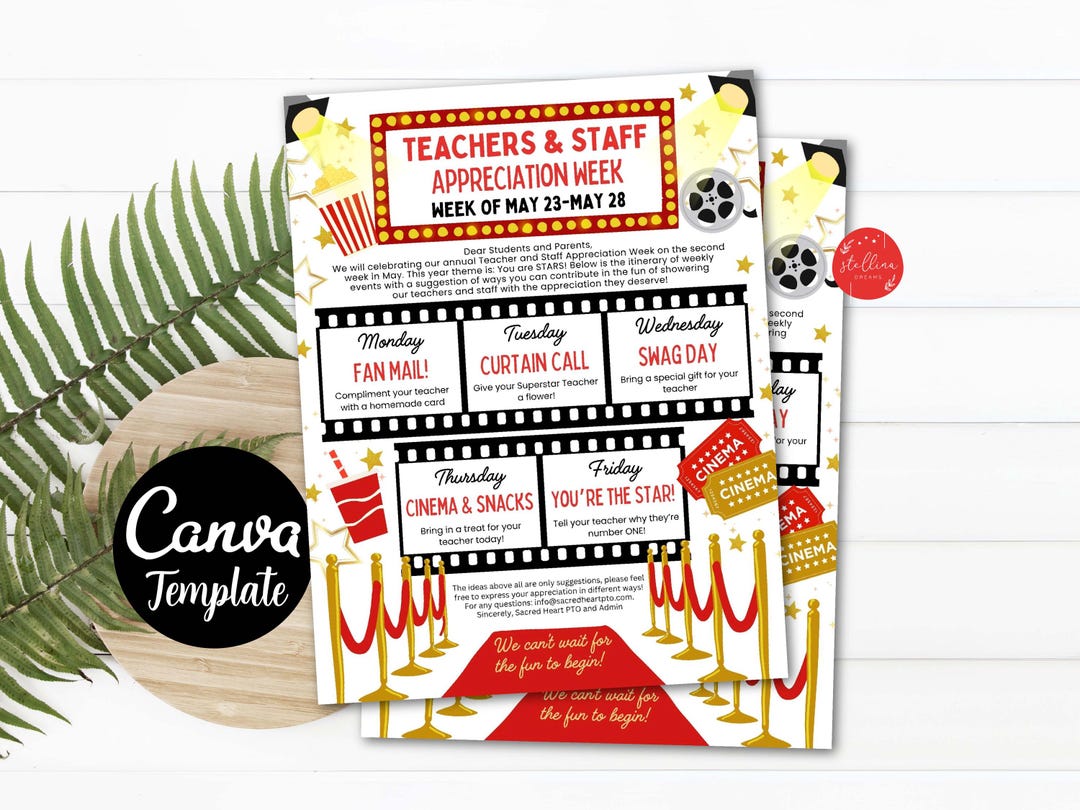 Editable Movie Hollywood Theme Teacher Appreciation Take Home Sheet VIP ...