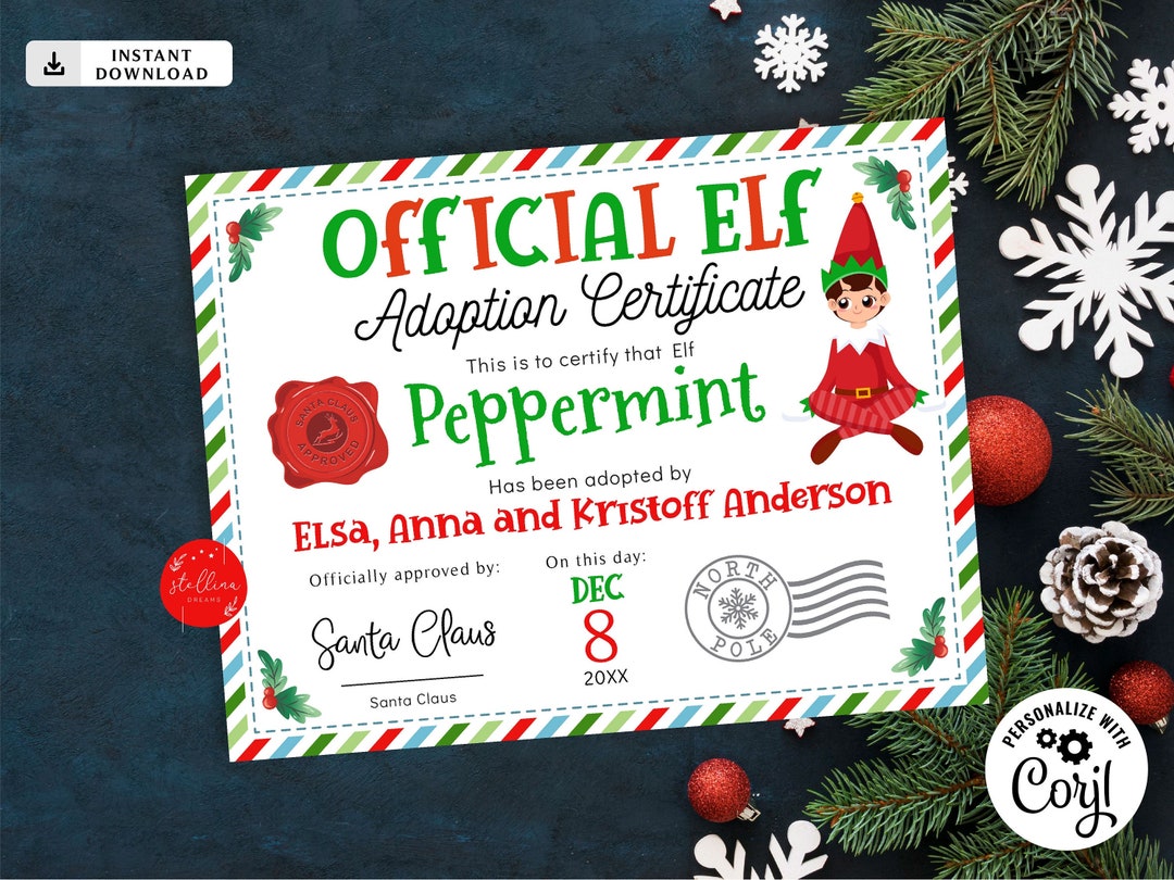 EDITABLE Elf Adoption Certificate, Elf Report Card, Elf Activity Santa ...