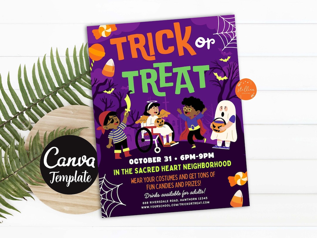 Trick or Treating Flyer Trunk or Treat Church Fall Festival Halloween ...