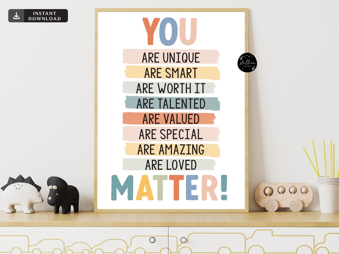 You Matter Classroom Poster, Therapist Office, School Office Decor ...