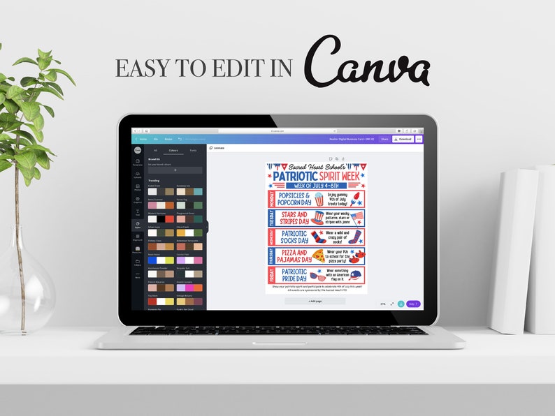 Patriotic School Spirit Week Itinerary: 4th of July Planner (CANVA ...