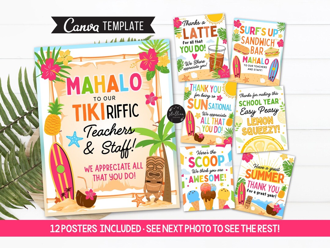 Bundle Hawaiian Themed Teacher Appreciation Week Treat Sign Poster ...