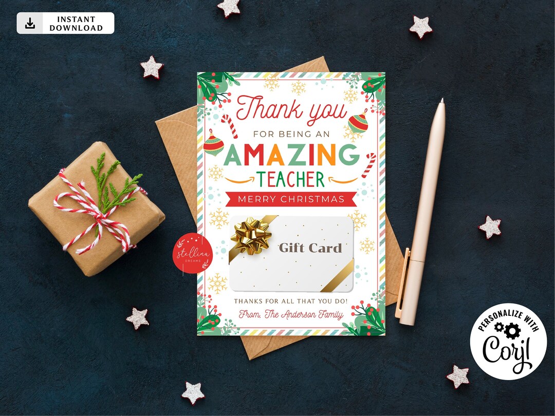 EDITABLE Christmas Gift Card Holder Printable, Thanks for Being an ...