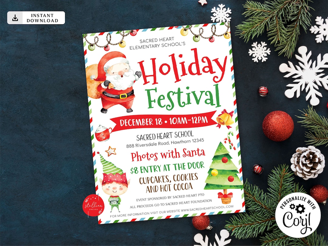 EDITABLE Christmas Holiday Festival Christmas Flyer Poster Community ...