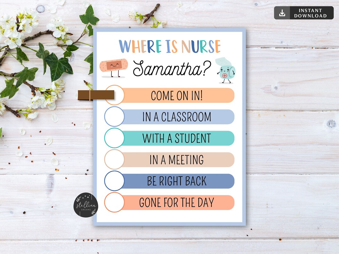 Where is the Nurse, School Clinic Decorations, Custom Nurse Gifts ...