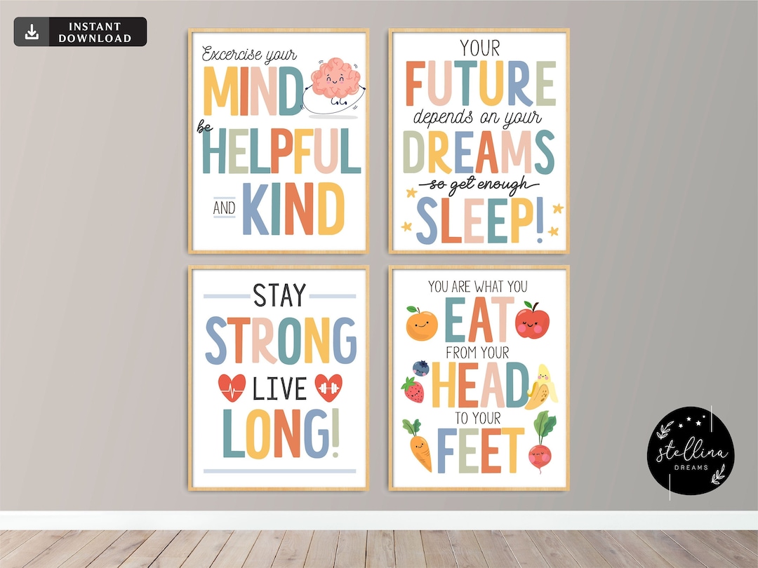 Rainbow Boho Health Room Office Posters, Health Center Wall Art, School ...