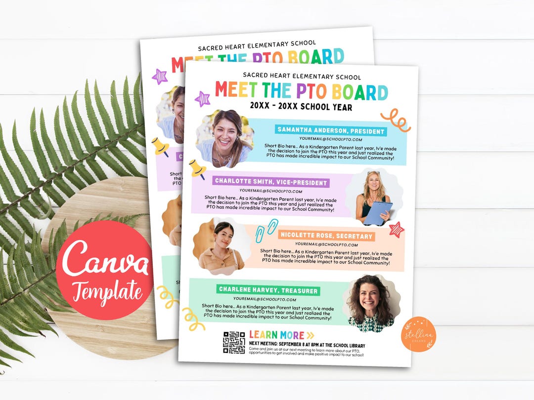 Editable Meet the PTA Flyer, Volunteer Board Officers Introductions Printable Handout, Meet the ...