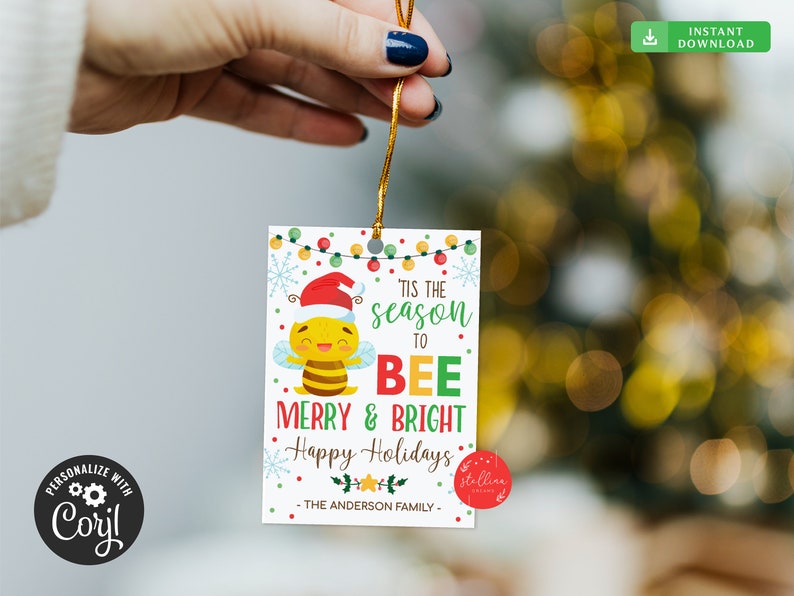 Editable Christmas Gift Tag, Chapstick Bee Tag, Honey Tag, Volunteer ...