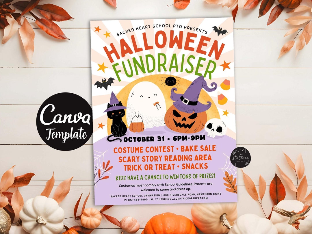 Editable Halloween Fundraiser Flyer, Halloween Movie Night, Costume ...