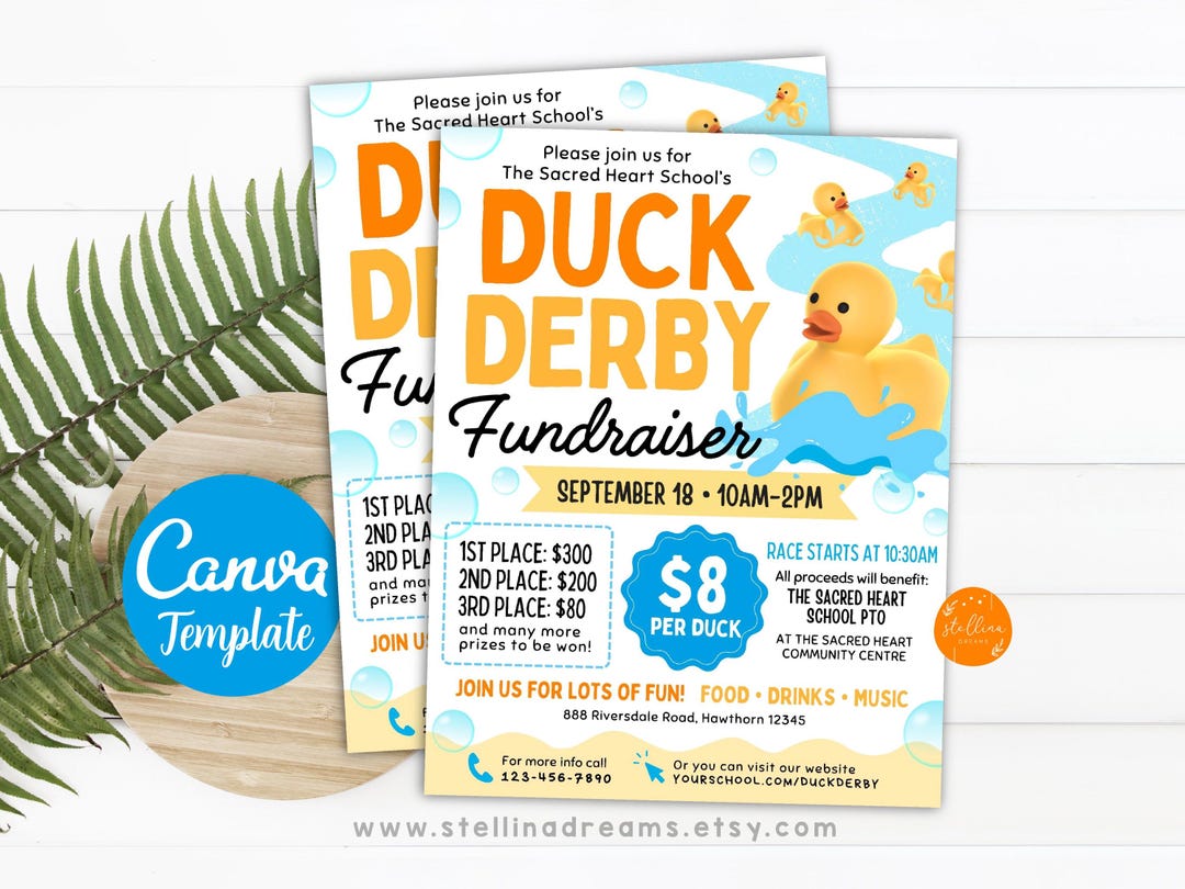 Rubber Duck Race Fundraiser Flyer, Duck Derby Template, Church Charity ...