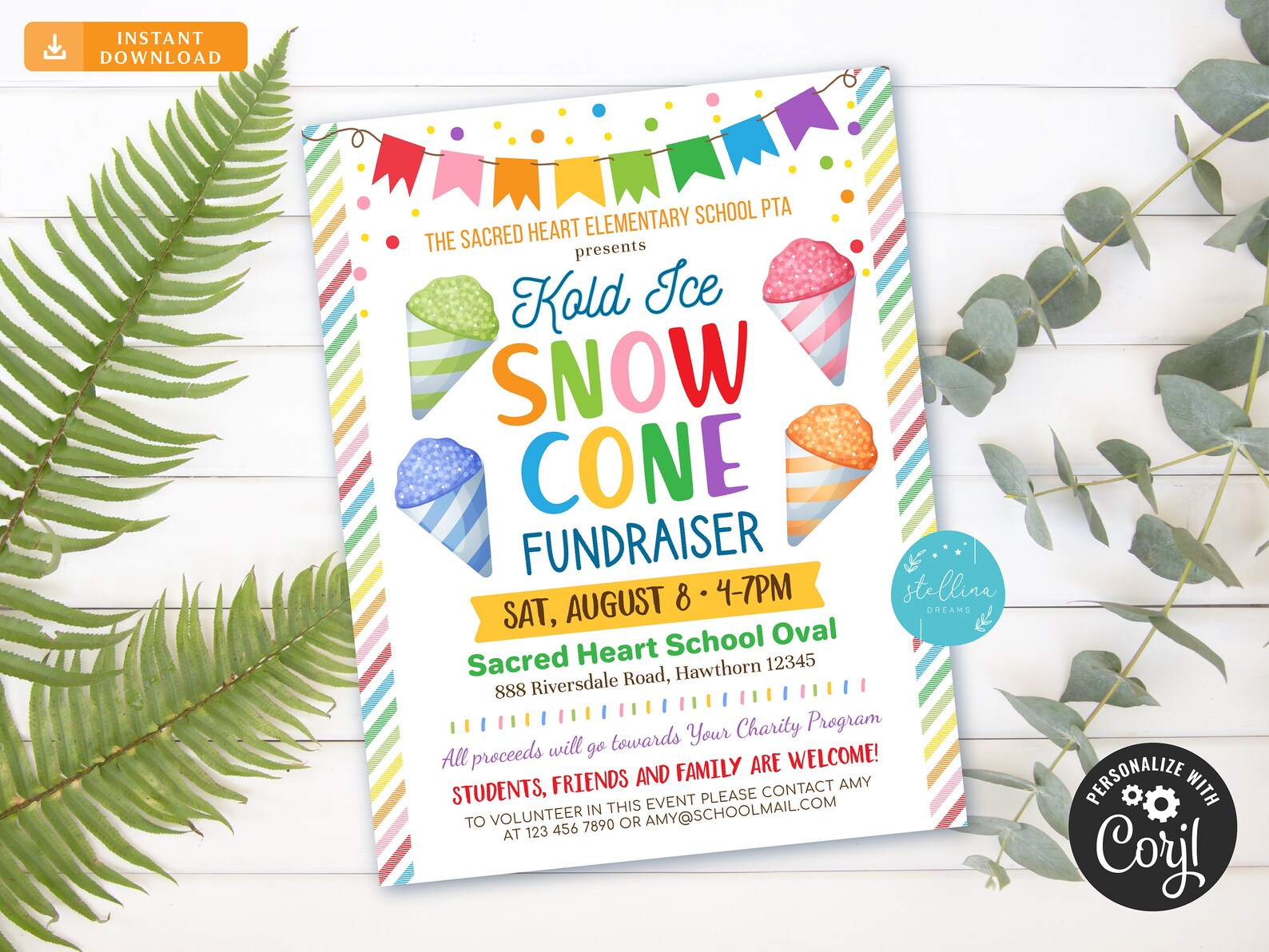 Snowcone Fundraiser Flyer Appreciation Week Ice Cream Party - Etsy