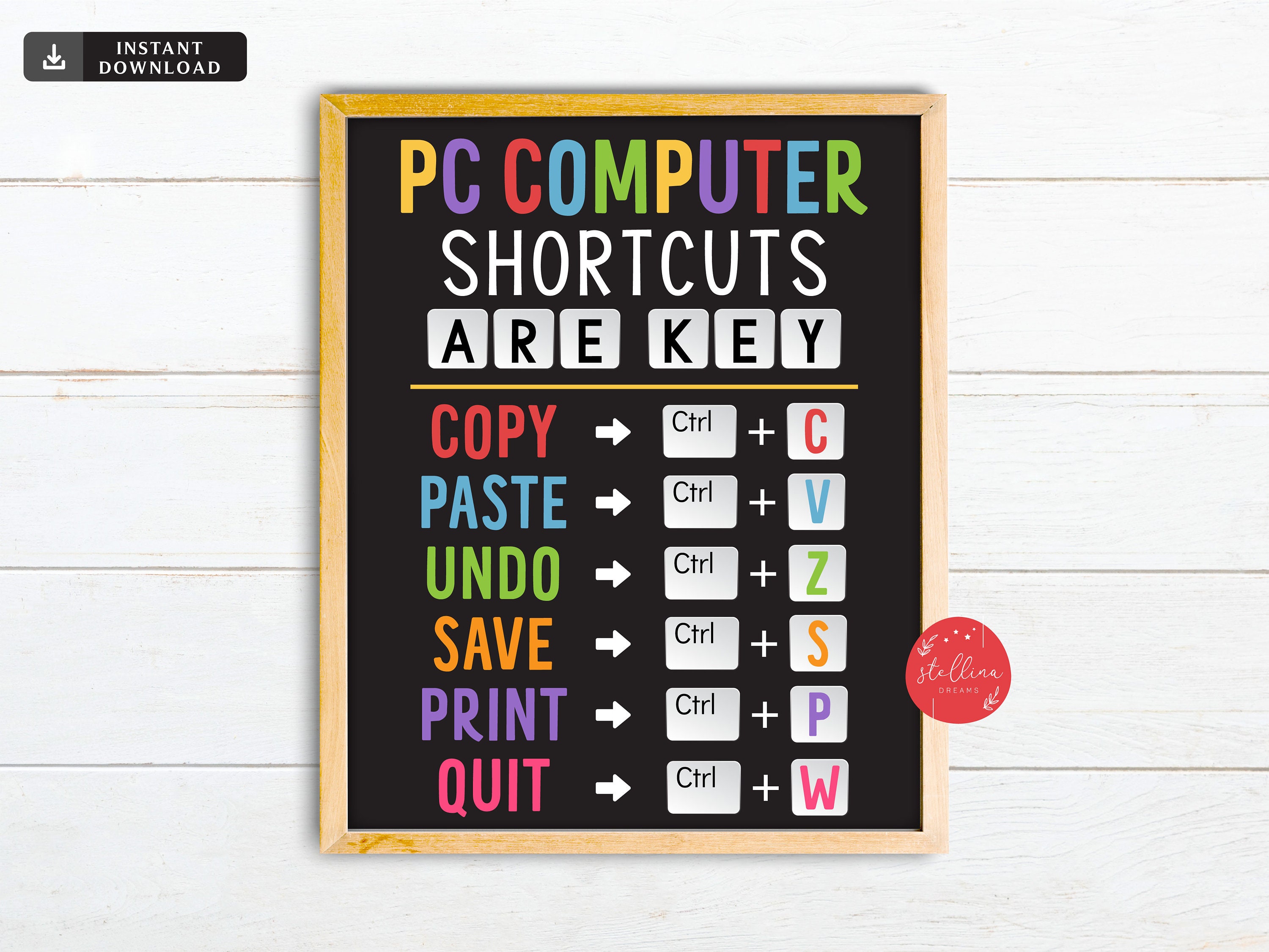 Computer Lab School Sign, Computer Shortcuts Chalkboard Poster ...
