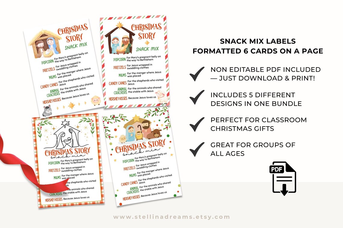 Nativity Snack Mix Printable Labels | Christmas Story Treat Tags ...