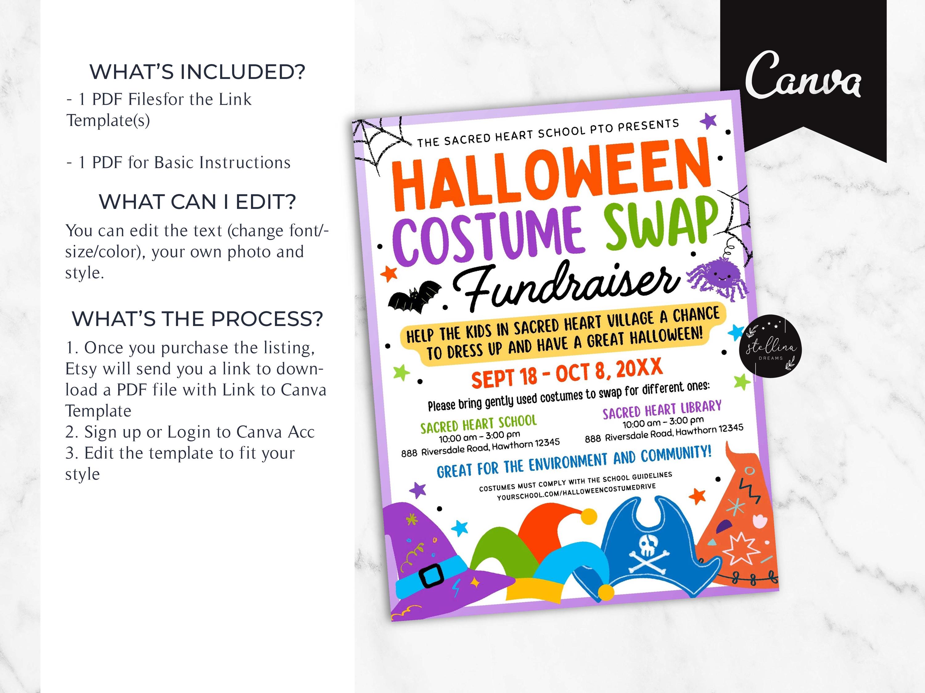 Editable Halloween Costume Swap Flyer: Clothing Donation, Fundraiser ...