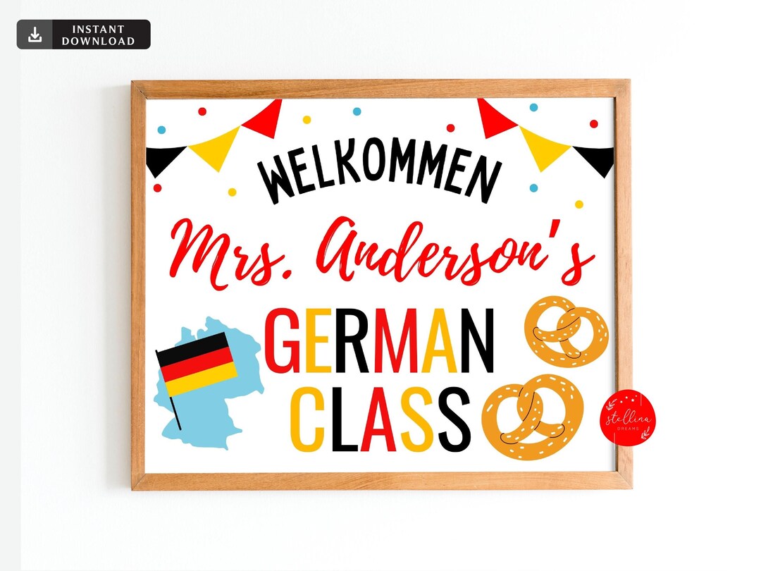 Editable GERMAN Teacher Door Sign, Willkommen Printable, German Class ...