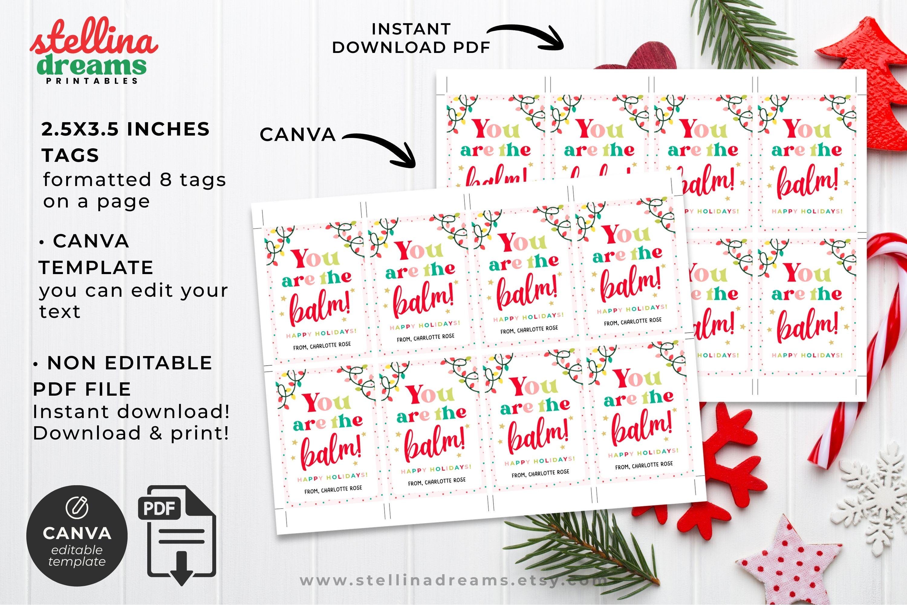 You Are the Balm Christmas Gift Tags | Lip Balm Holiday Tags | Editable ...