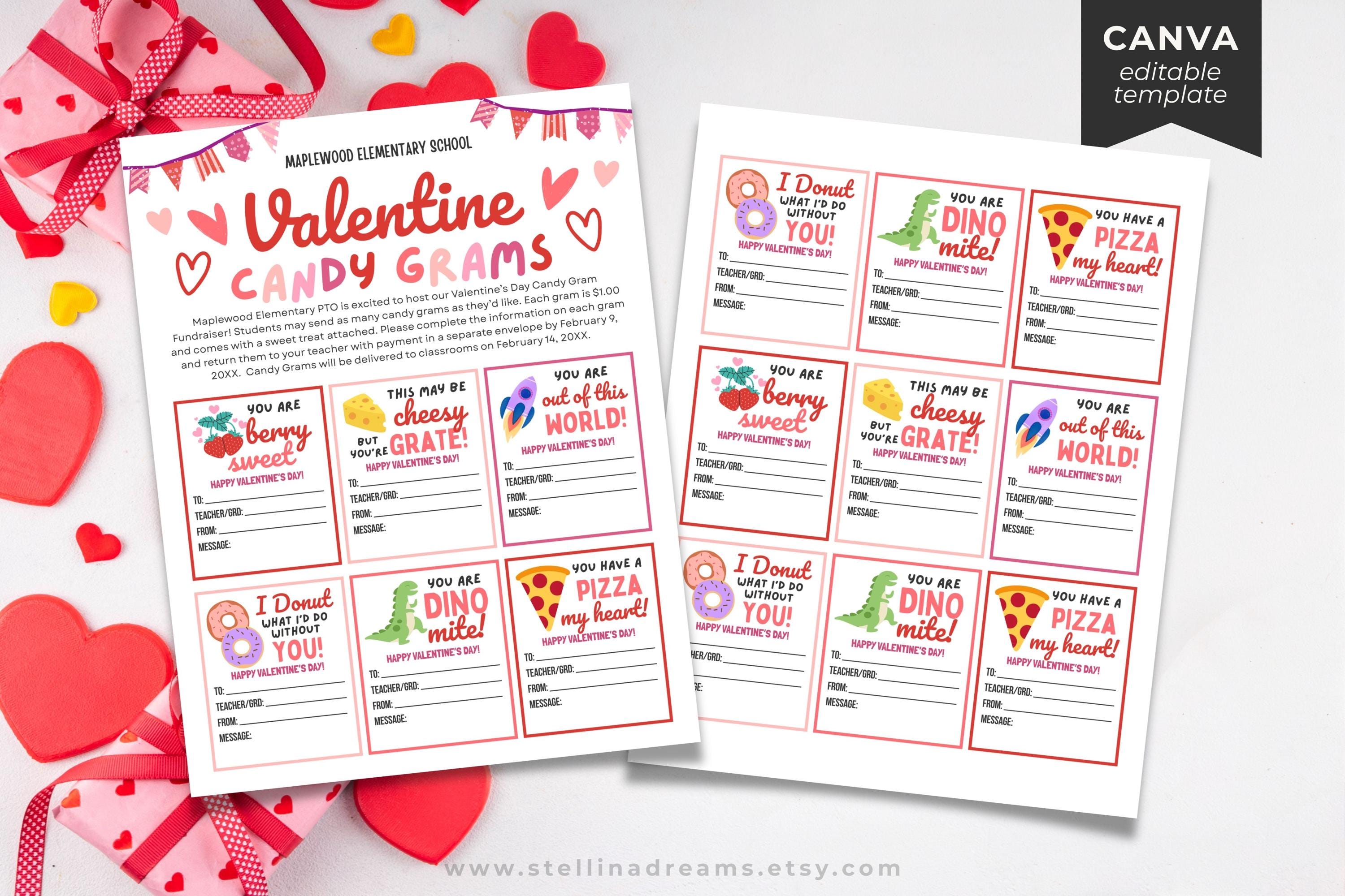 Valentine Candy Grams Flyer | School PTA PTO Fundraiser Flyer ...