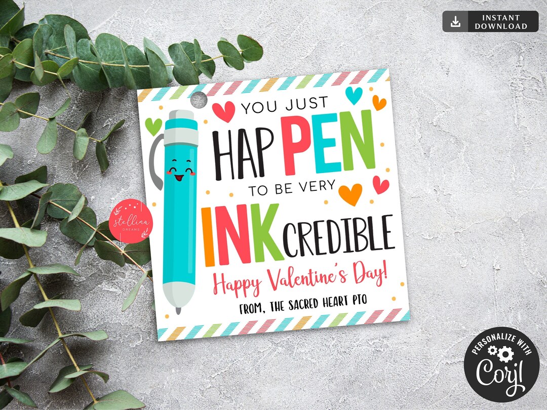 You Just Hap-pen to Be Ink-credible Valentine's Day Pen Thank You Gift ...