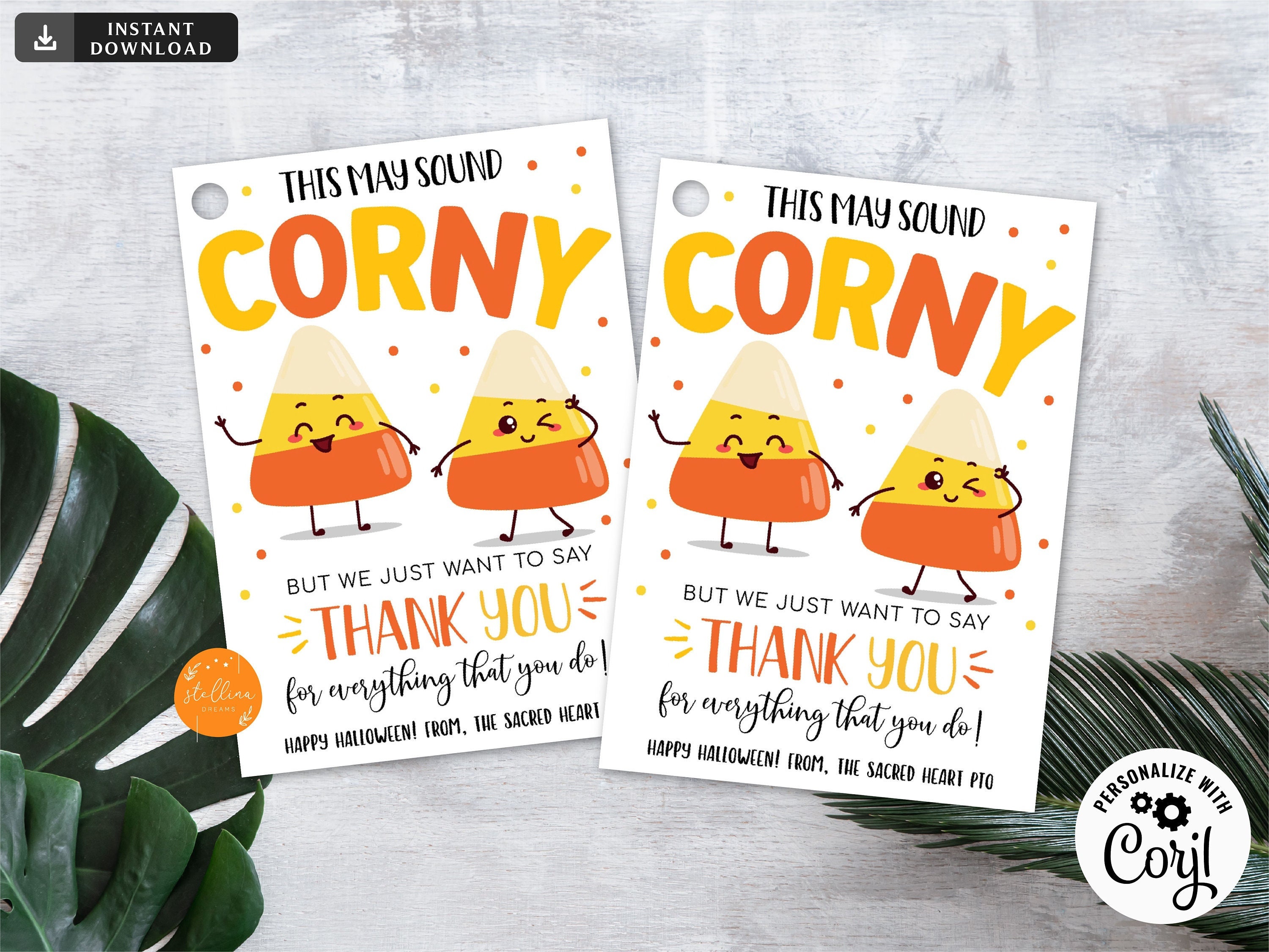 Editable Halloween Candy Corn Gift Tag, Volunteer Teacher Staff ...