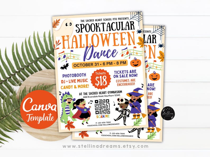 Editable Halloween Dance Flyer: School, Church, Community Event (CANVA ...