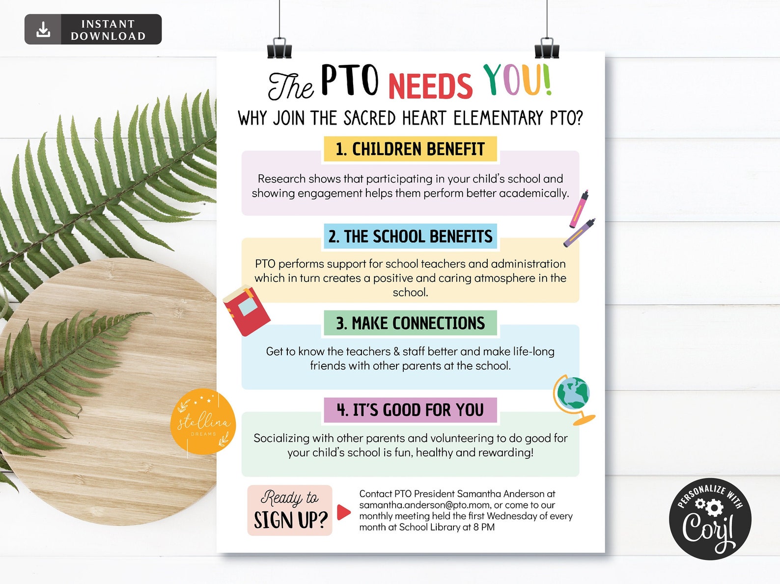 Editable PTO PTA Recruitment Flyer: School Fundraiser Handout (digital ...