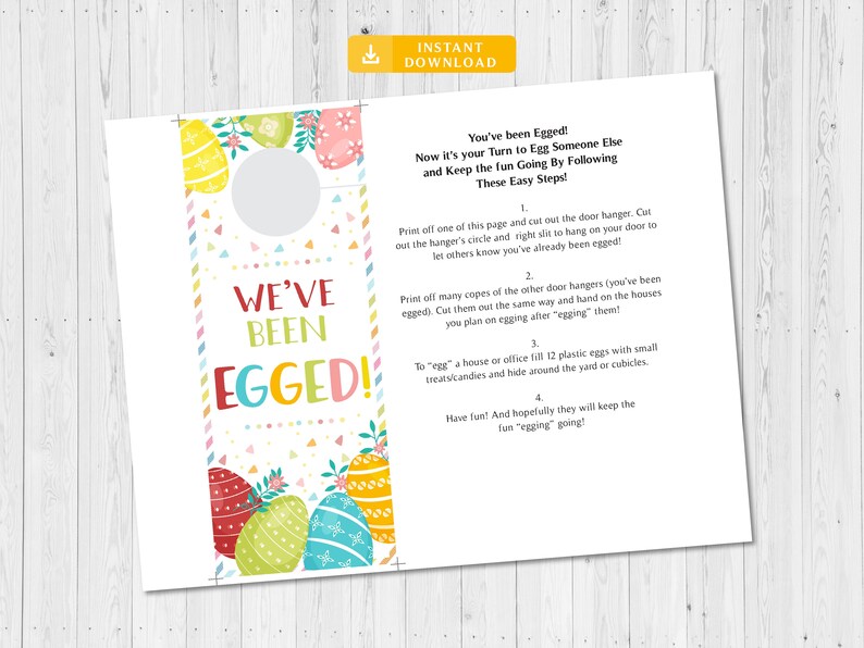 You've Been Egged Door Hangers, Easter Printables, Easter Egg Hunt Sign ...