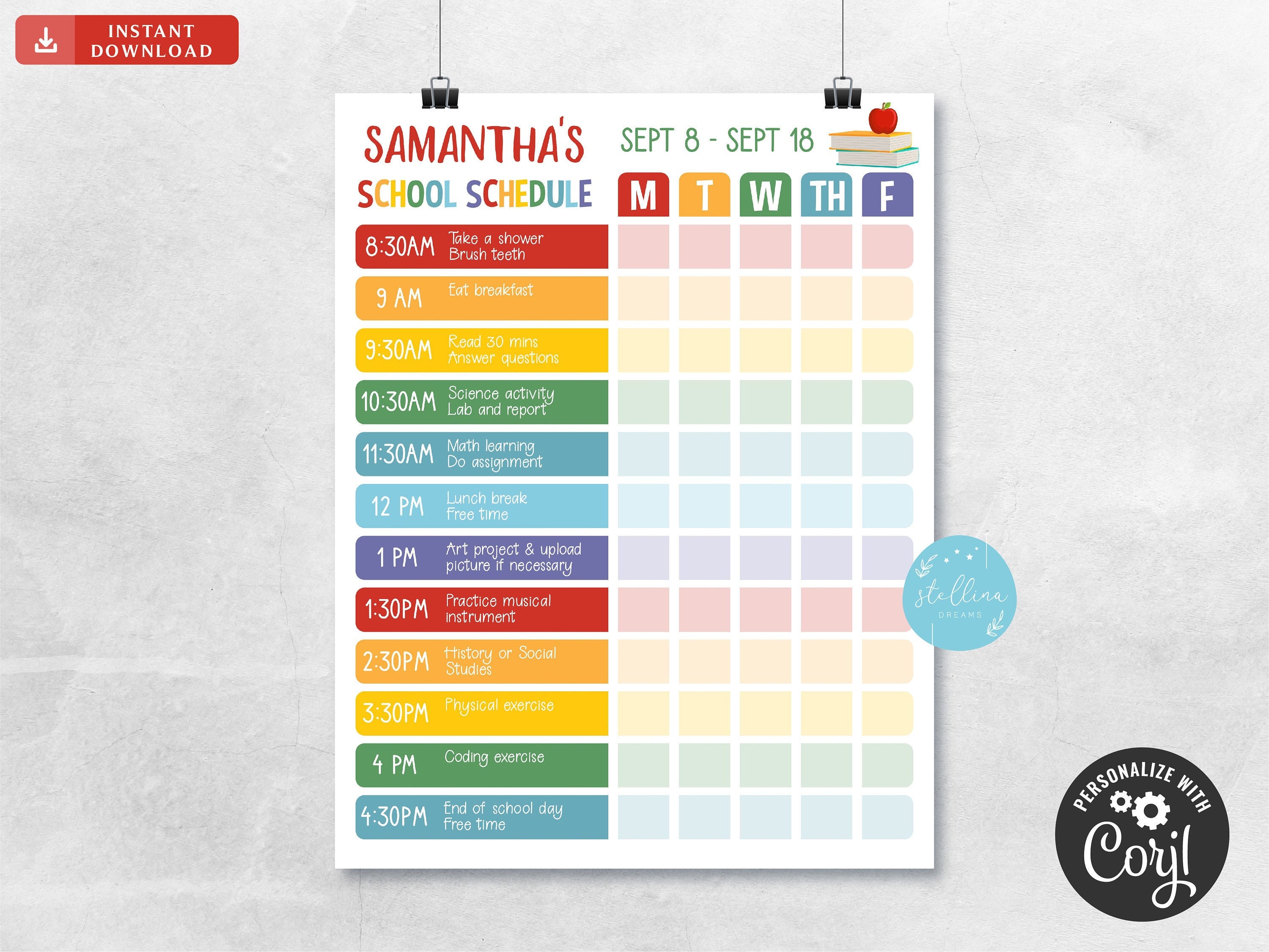Editable Home School Schedule, Daily Weekly Subject Checklist, Homework ...