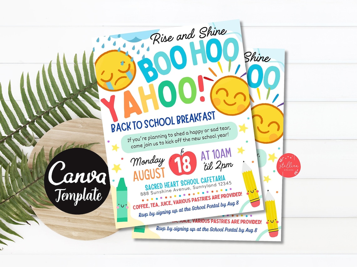 Editable Tears and Cheers Breakfast, Printable PTA PTO Flyer Invite ...