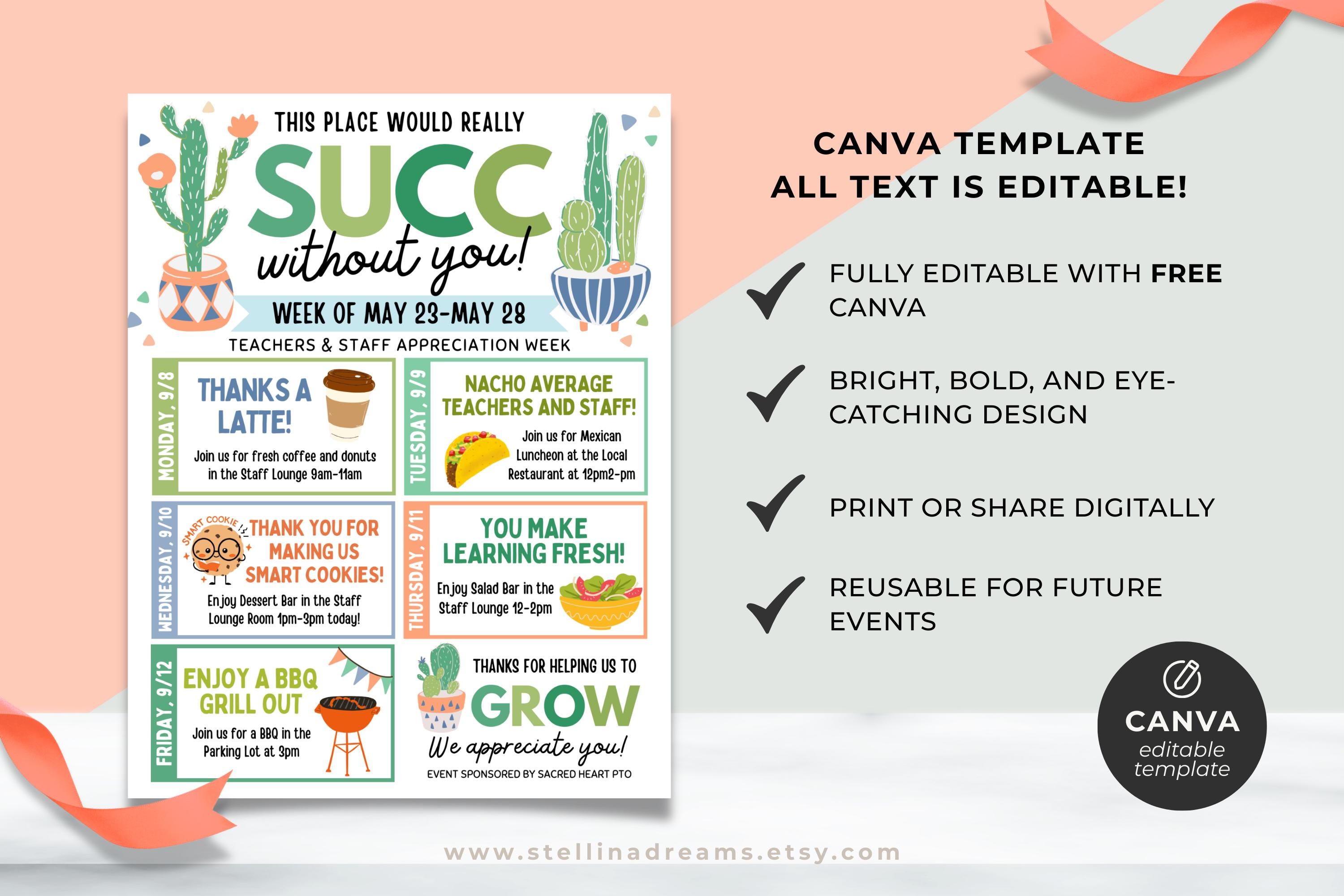 Boho Succulent Teacher Appreciation Week Itinerary | Grow Bloom Staff ...