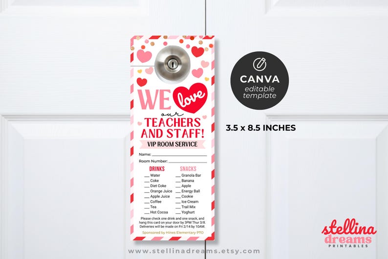 Valentine Room Service Door Hanger | Valentine's Day Teacher Staff ...