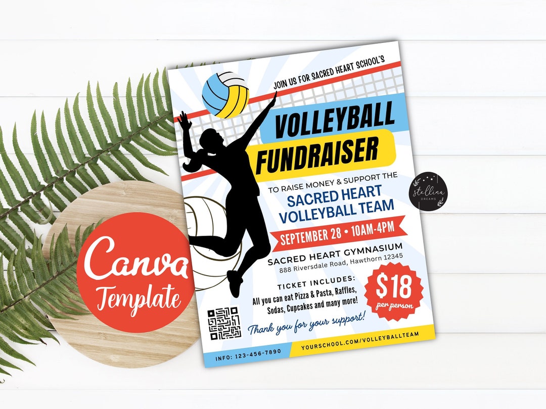 Editable Volleyball Fundraiser Flyer, Printable PTA PTO Flyer, School ...